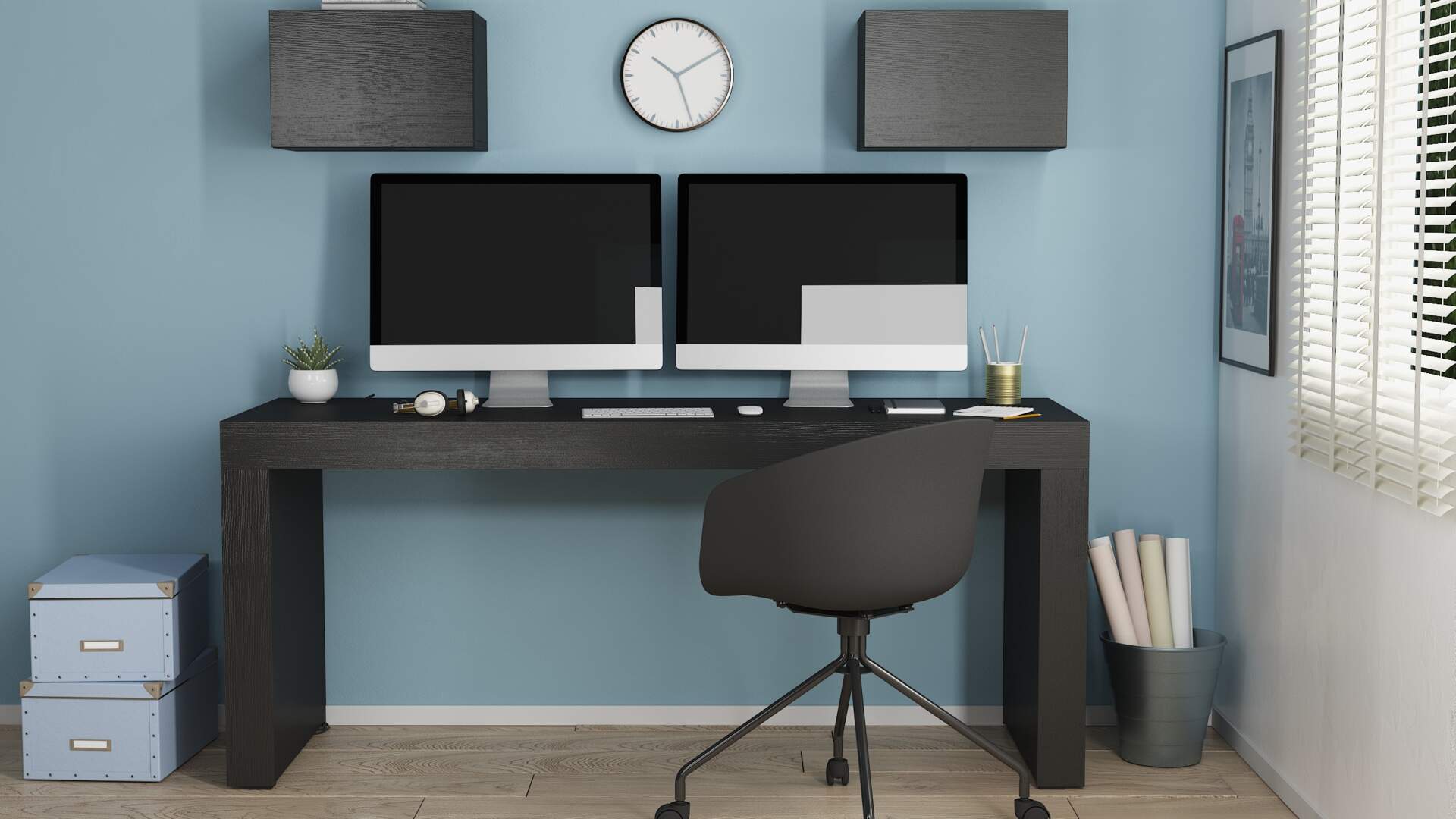 Evolution Desk 180x60, Ashwood Black with Two Legs