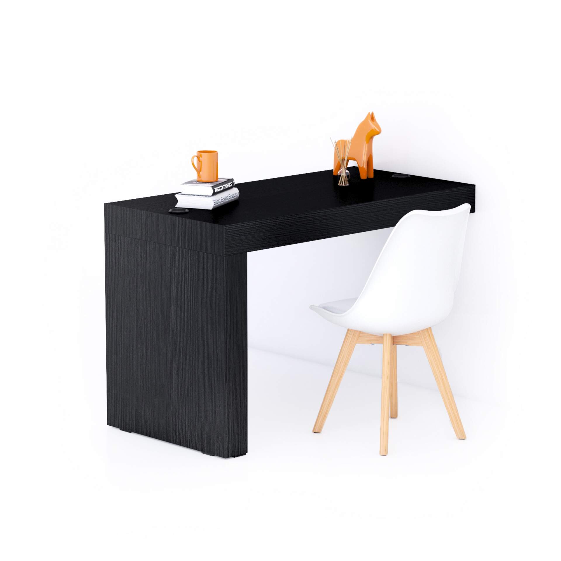 Evolution Desk 120x60 with Wireless Charger, Ashwood Black with One Leg