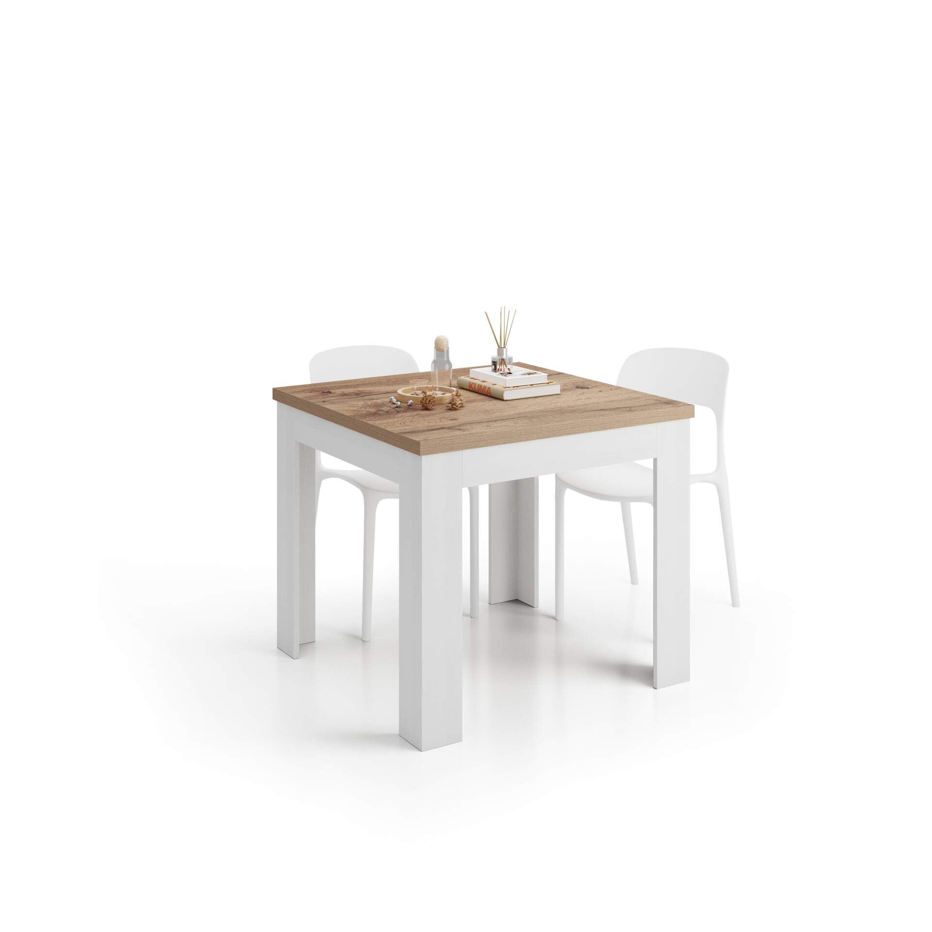 Square extendable dining table, 90x(180)x90 cm, Eldorado, Rustic Wood ...