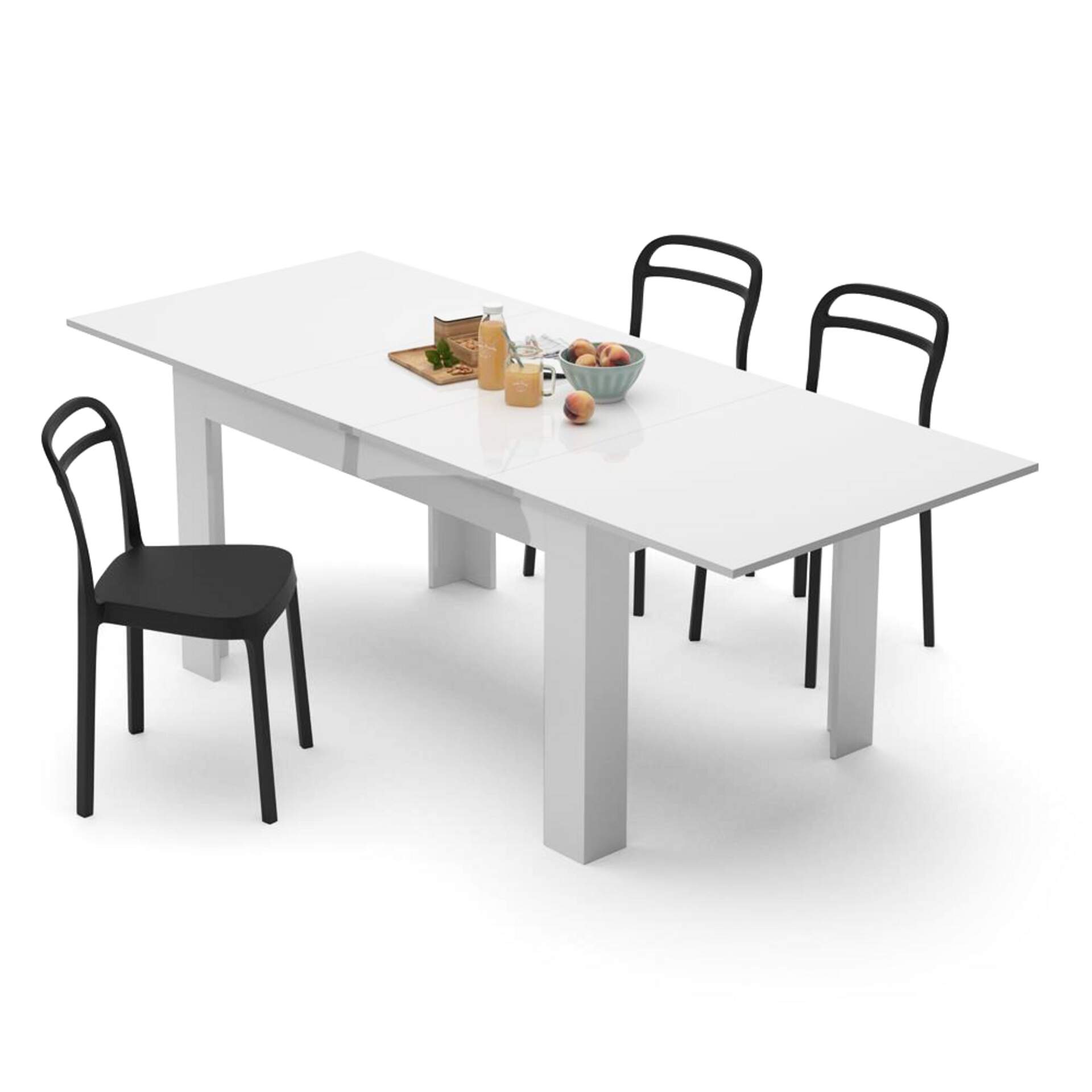 Easy, Extendable dining table, 140(220)x90 cm, High Gloss White