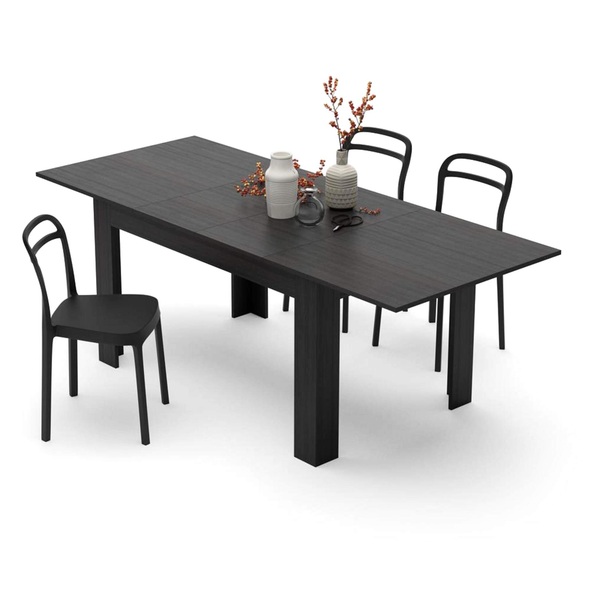 Easy, Extendable dining table, 140(220)x90 cm, Ashwood Black