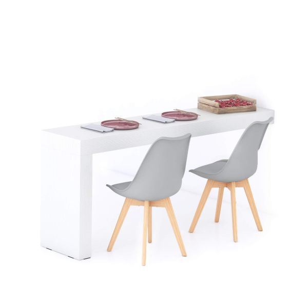 Evolution dining table 180x40, Ashwood White with One Leg