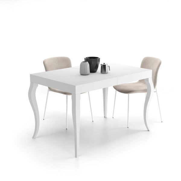 Classico, Extendable dining table, 120(200)x80 cm, Matt White