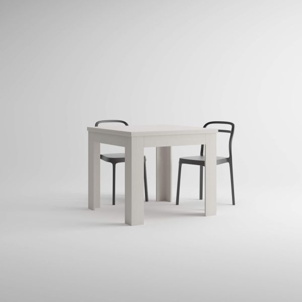 Square extendable dining table, 90x(180)x90 cm, Eldorado, White Ash