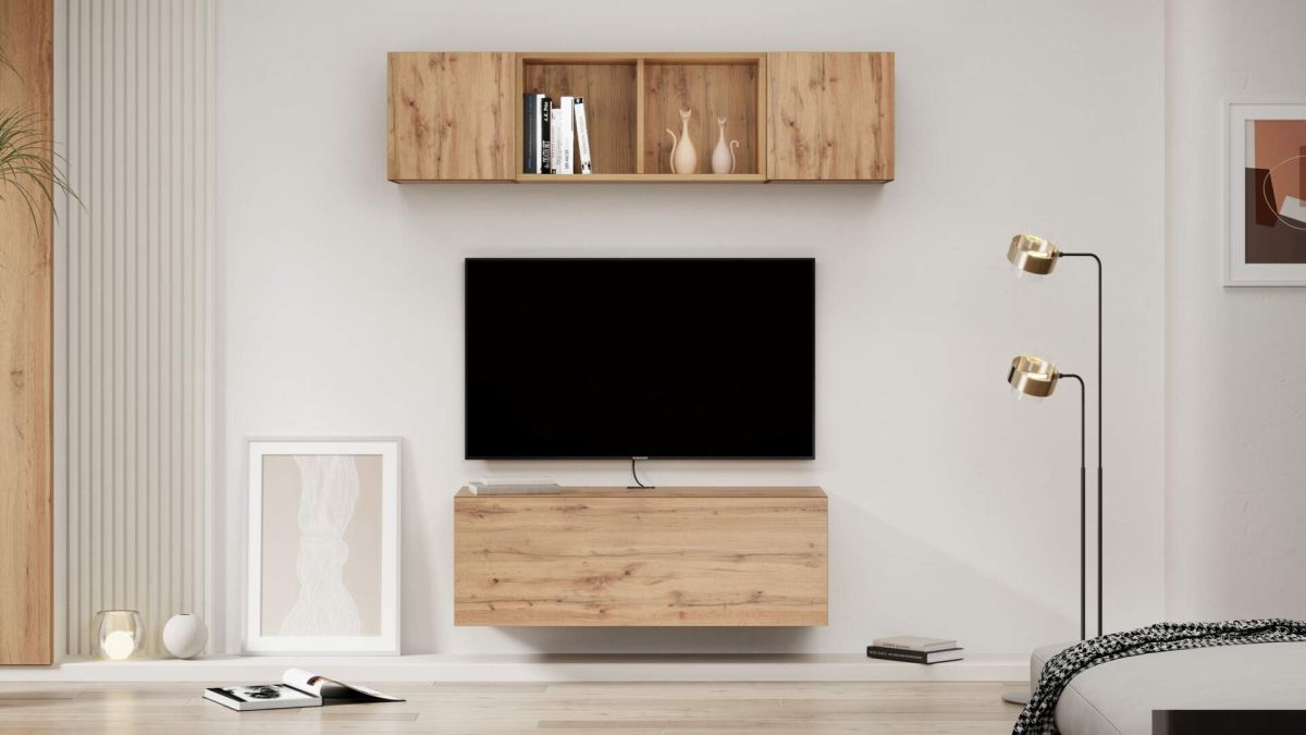 Easy Wall Unit 36 with Vertical Door, Rustic Oak