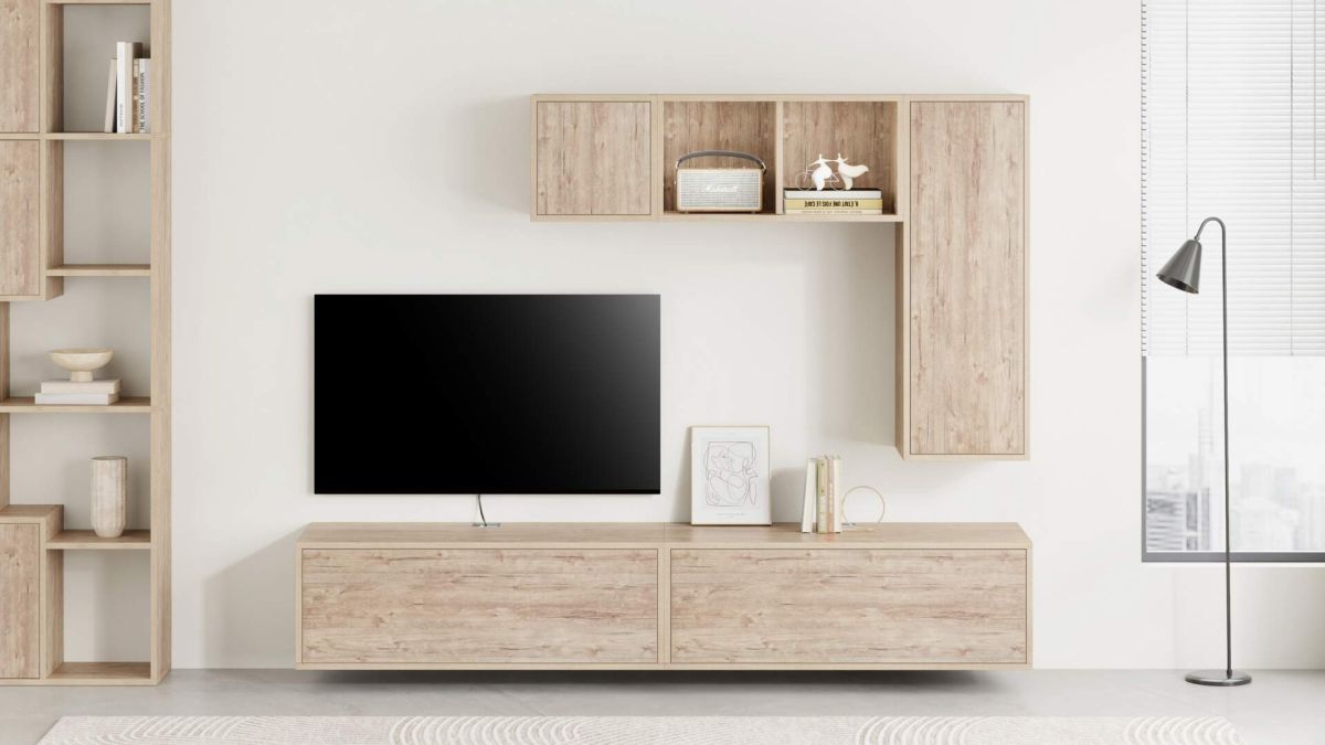 Unidad de pared Iacopo 36 con puerta abatible, color encina