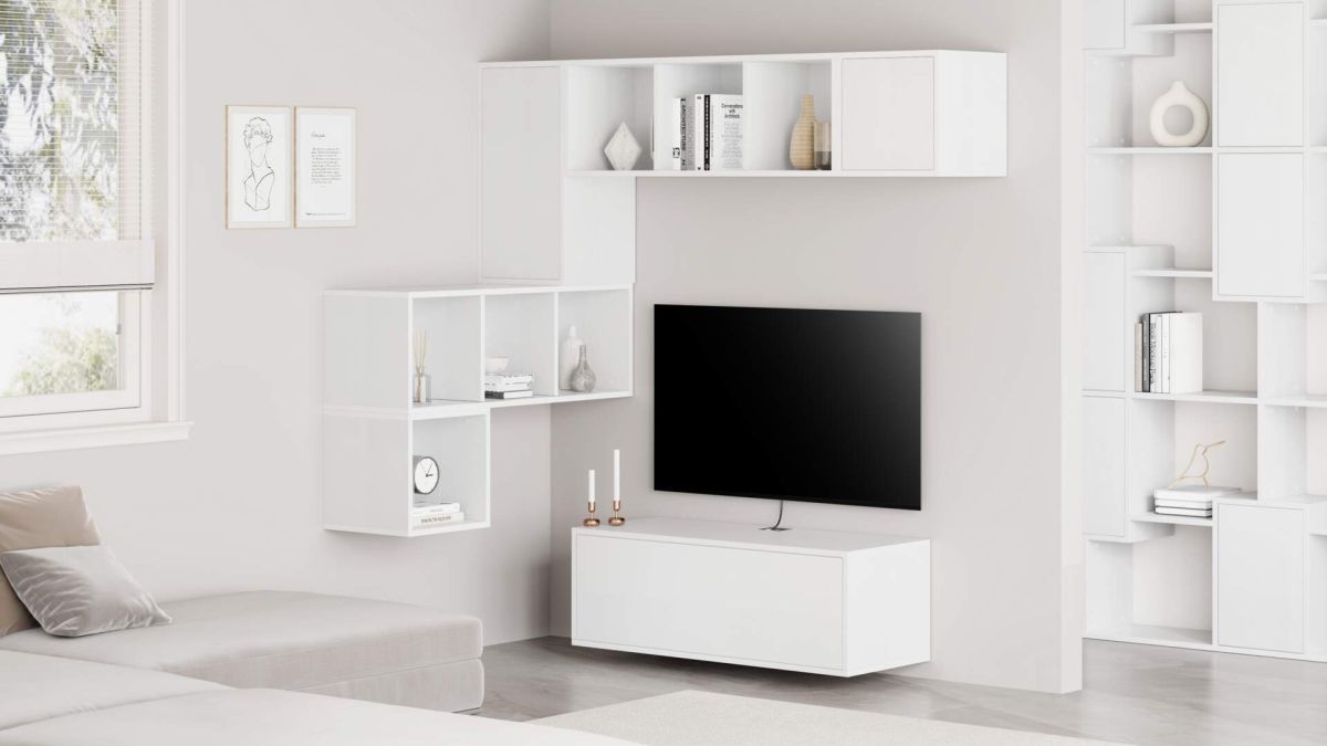 Composición de pared Iacopo para salón 9, color fresno blanco ...