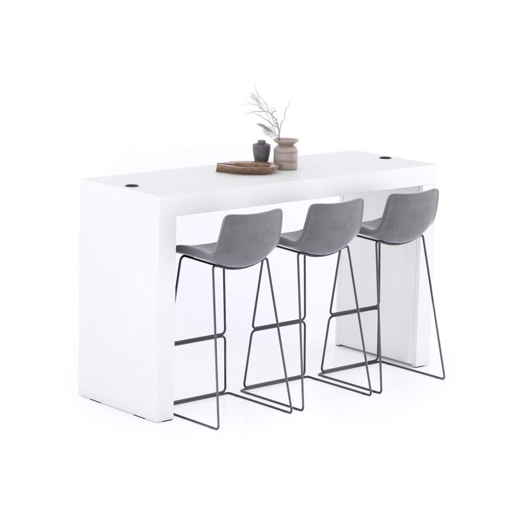 Evolution High Table with Wireless Charger 180x60, Ashwood White