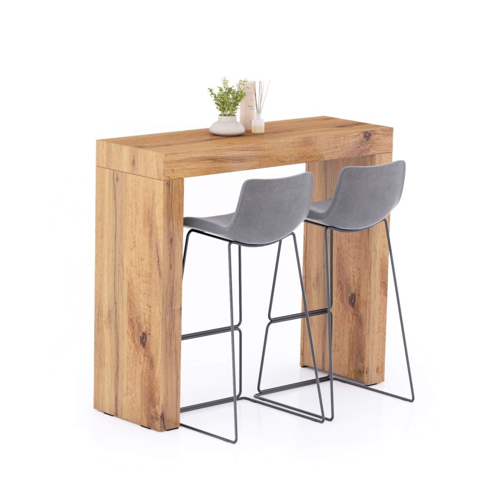 Mesa alta Evolution 120x40, Madera Rustica con dos patas