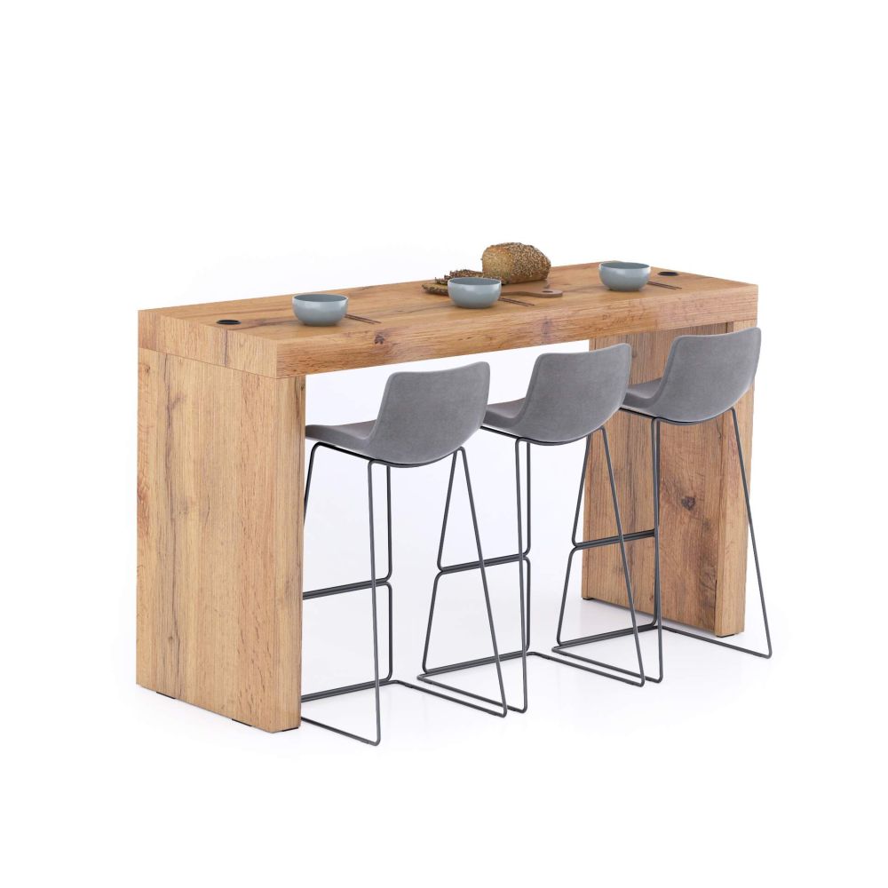 Table Haute Evolution 180x60, Bois Rustique avec 2 pieds et Chargeur ...