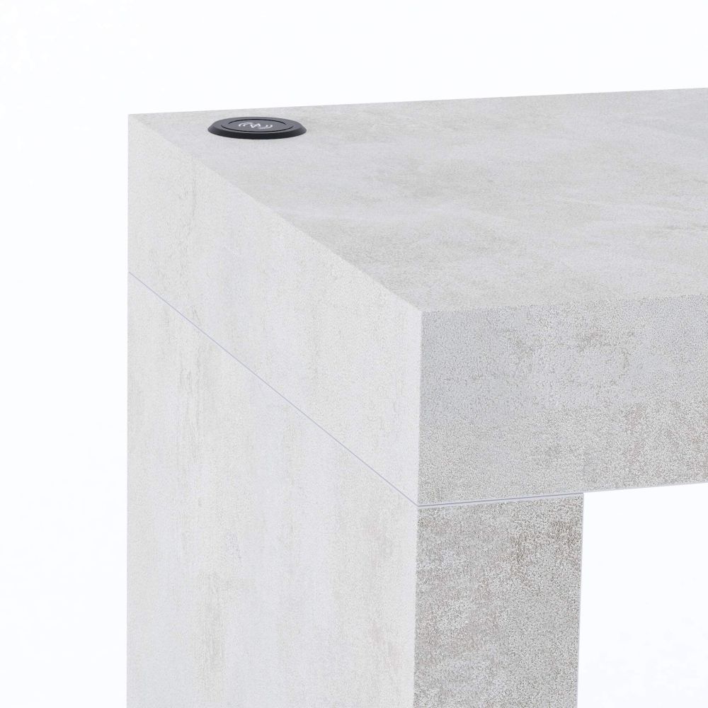 Evolution High Table with Wireless Charger 120x40, Concrete Effect, Grey