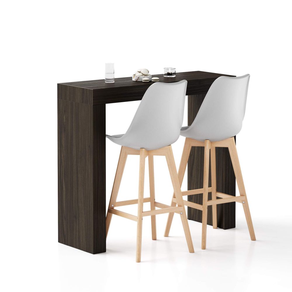 Table Haute Evolution 120x40, Noyer Américain à Deux Pieds