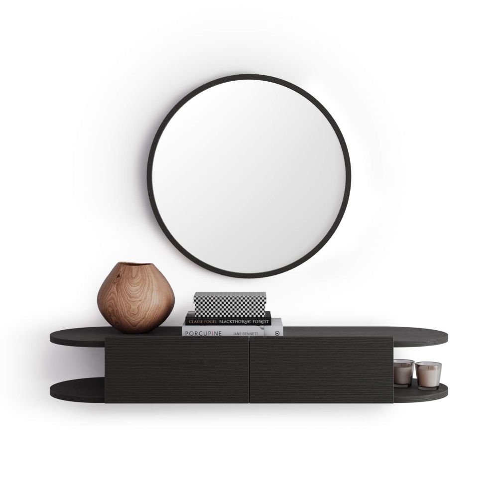 Wall Mounted Console Table Olivia with 2 drawers, Ashwood Black