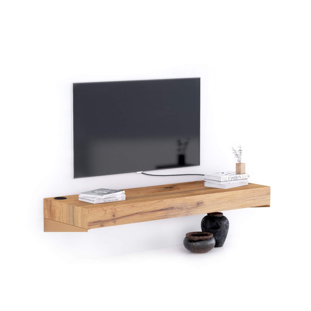 Mueble Tv Suspendido Evolution 120x40, Madera Rustica con cargador ...