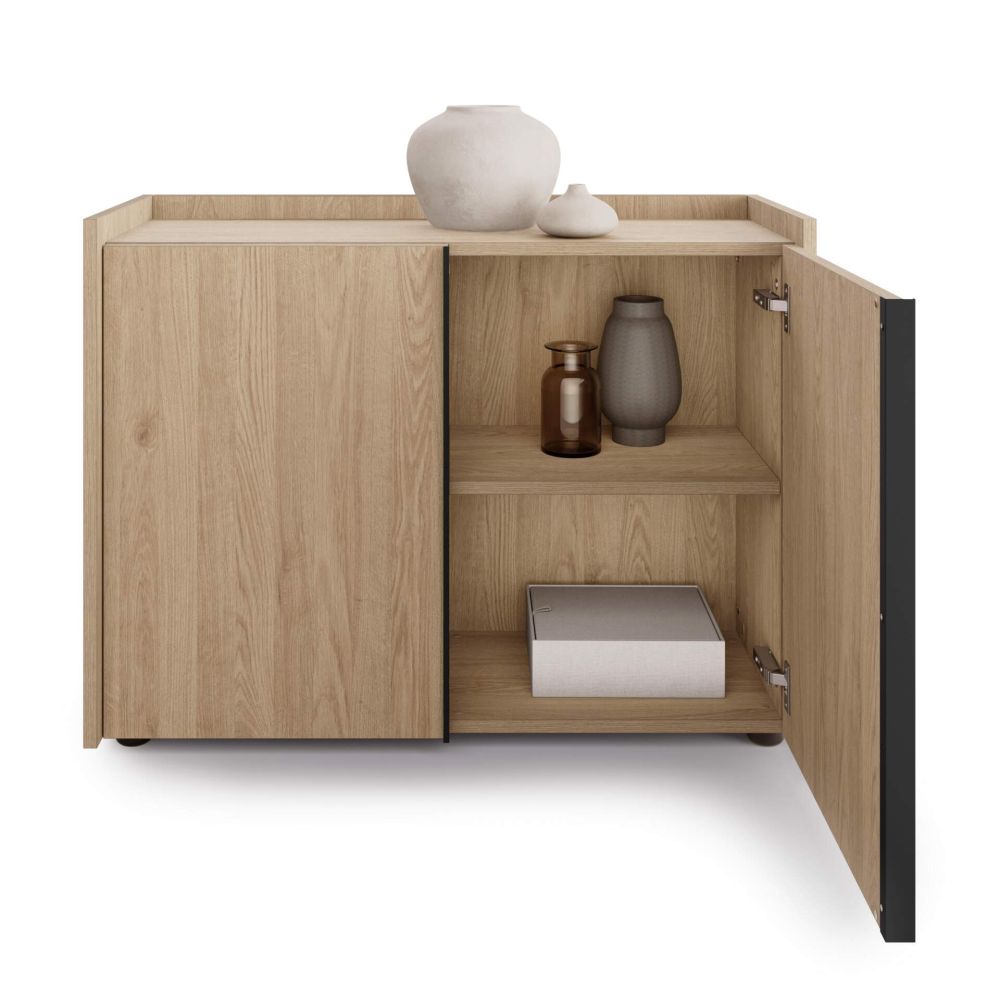 Mueble Bajo Romina (93,6x36x70 cm), con 2 Puertas, Madera Natural