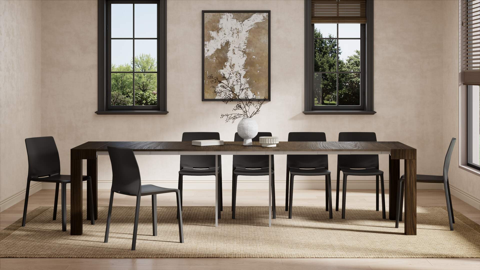 First Extendable Console Table 17.7(120)x35.4 in, Dark Walnut
