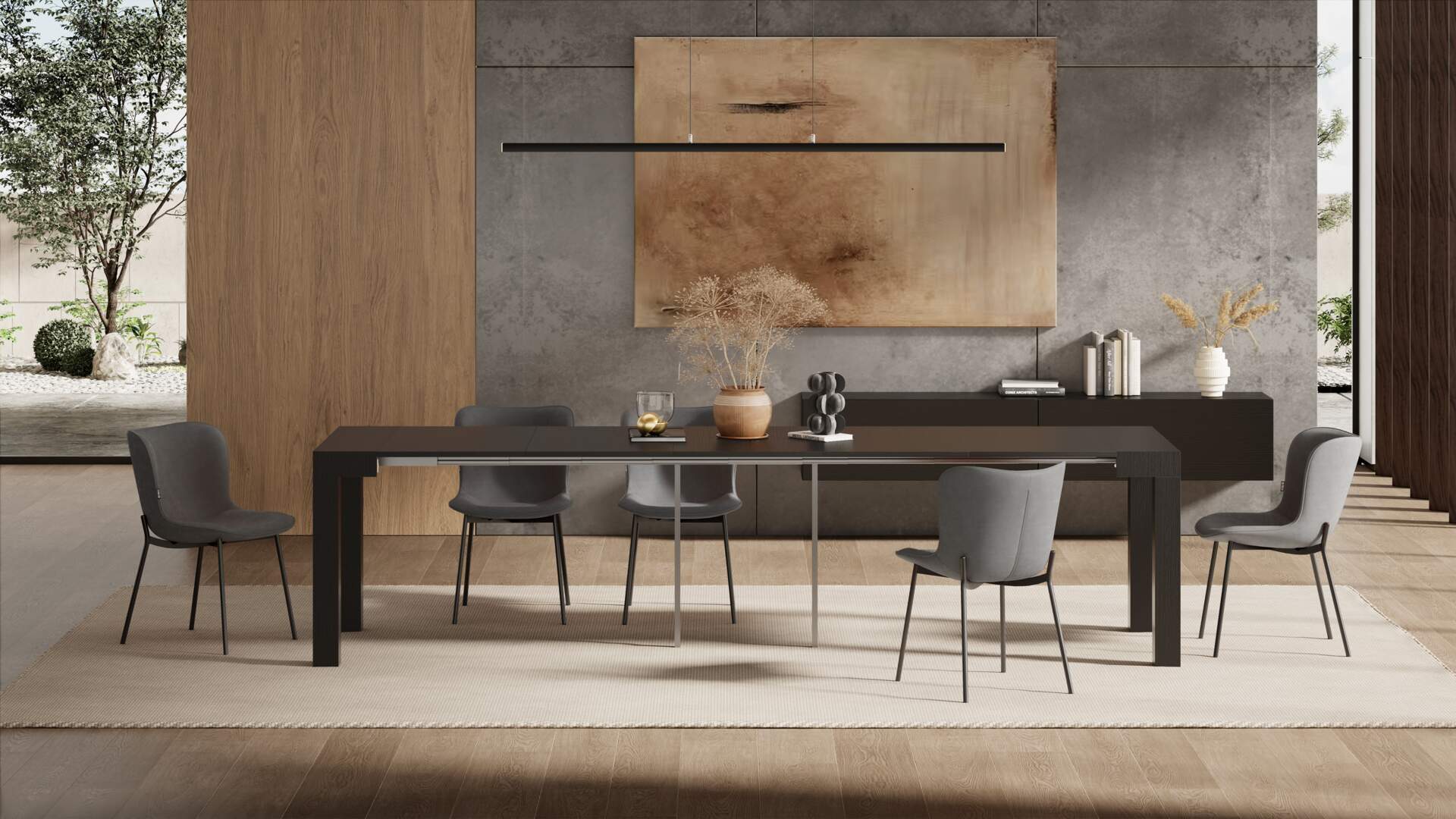 First, Extendable Console Table 17.7(120)x35.4 in, Ashwood Black