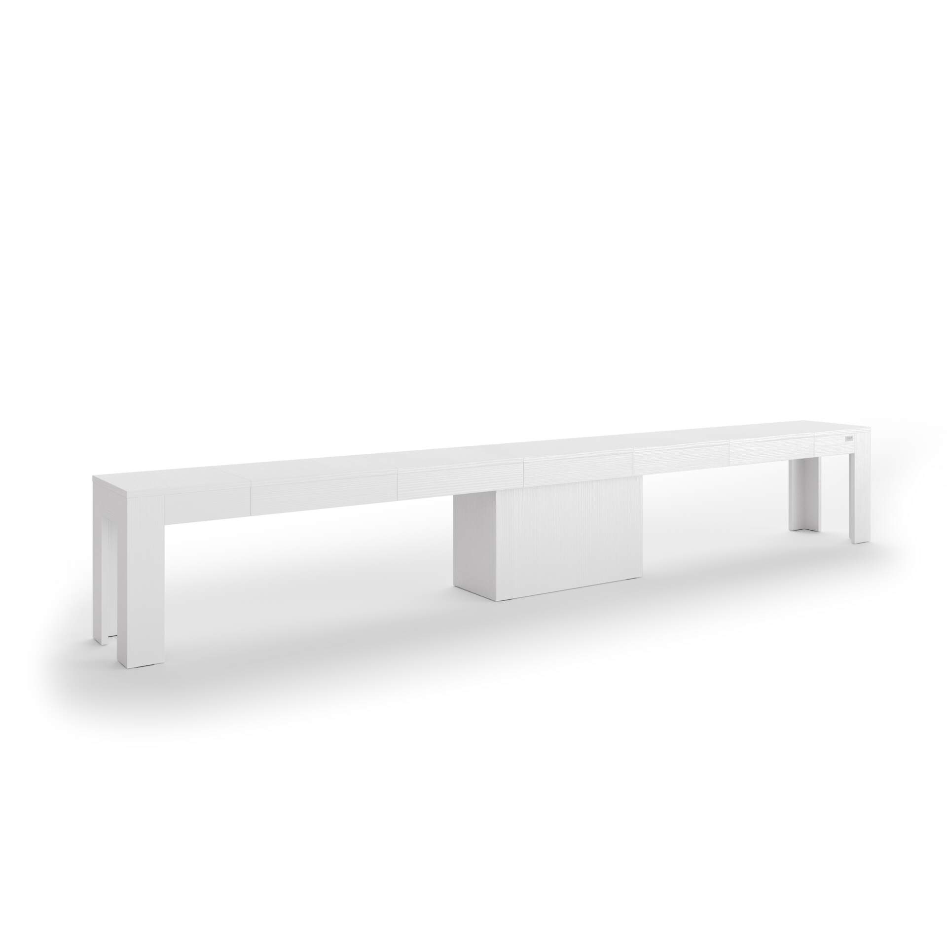 Rachele Extendable Console Table 18(120)x35 in, 2 Extendable Benches 27 ...
