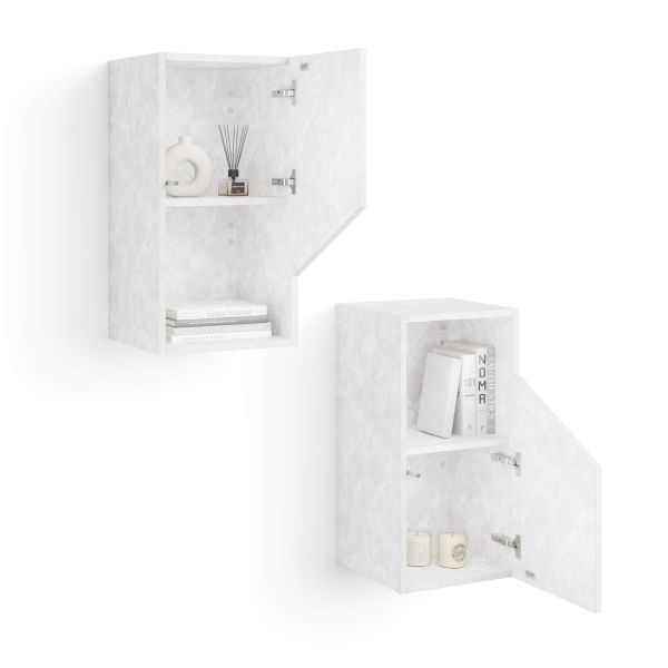 Set of 2 Emma Wall Units 27.55 in, with Lift Up Door, Concrete Grey