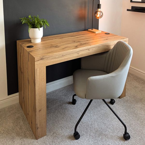 Evolution Desk 47.2 x 23.6 in, with Wireless Charger, Rustic Oak with ...