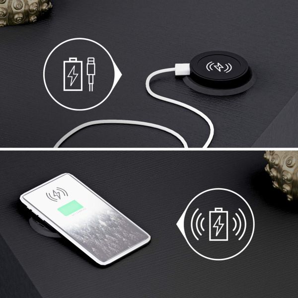 Evolution dining table 70.9 x 23.6 in, with Wireless Charger, Ashwood ...