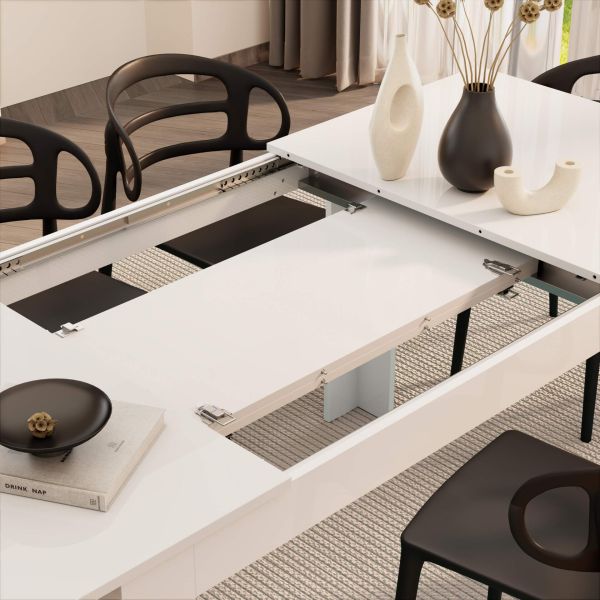 large white gloss dining table