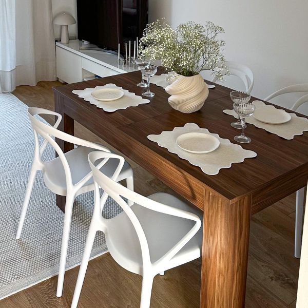 Easy, Extendable dining table, 55.1(86.6)x35.4 in, Walnut