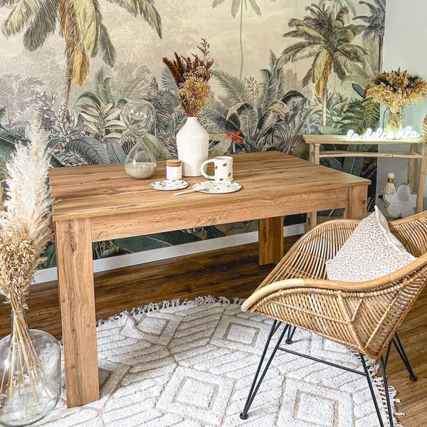 Easy, Extendable Dining Table, 55.1(86.6)x35.4 in, Rustic Oak