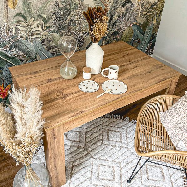 Easy, Extendable Dining Table, 55.1(86.6)x35.4 in, Rustic Oak