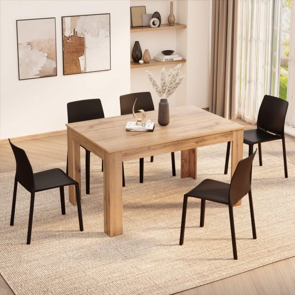 Easy, Extendable Dining Table, 55.1(86.6)x35.4 in, Rustic Oak