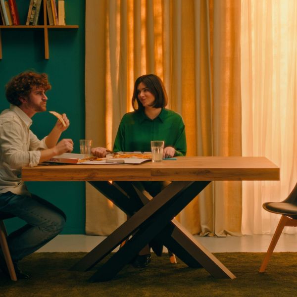 Emma 55.11(86.6)x35.4 in Extendable Table, Concrete Effect, White with ...