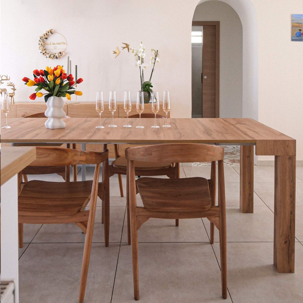 First, Extendable Console Table 17.7(120)x35.4 in, Rustic Oak